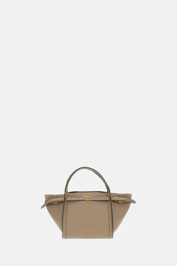 TOD'S Small Leather Shopping Bag With T Timeless Accessory - Multicolor