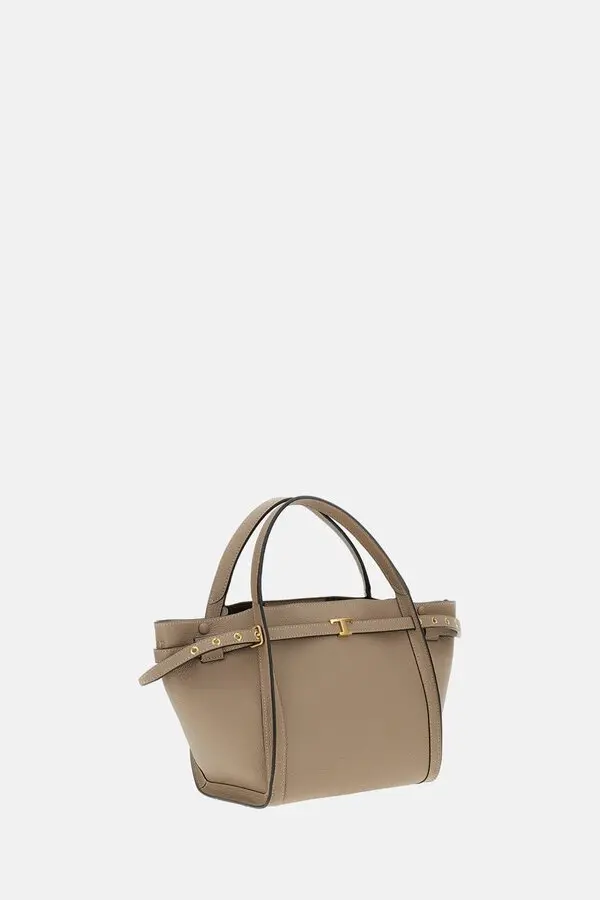 TOD'S Small Leather Shopping Bag With T Timeless Accessory - Multicolor