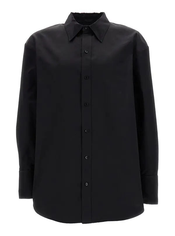 Saint Laurent Black Oversize Satin Shirt In Silk - Multicolor