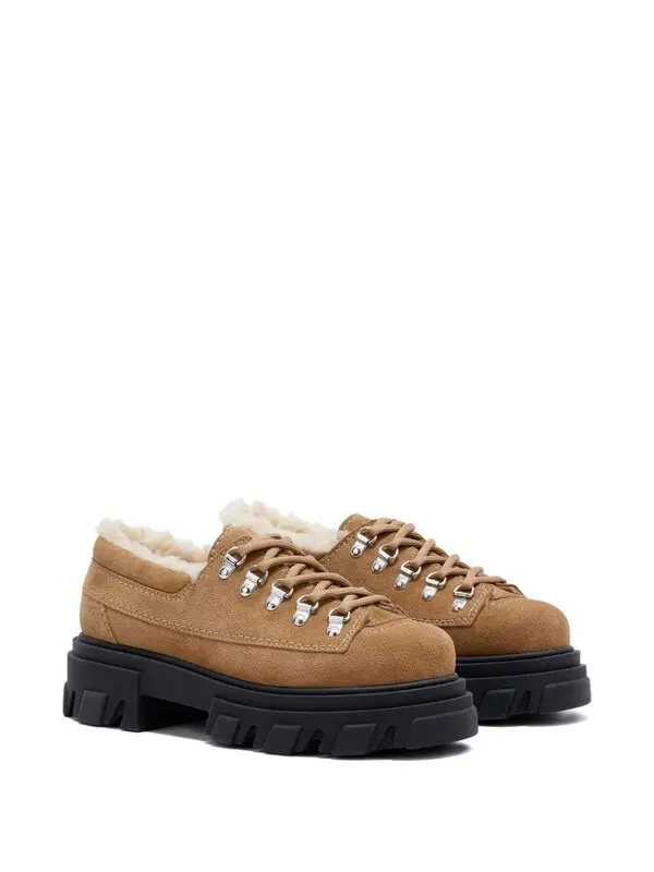 GANNI Suede Shearling Lined Derbies