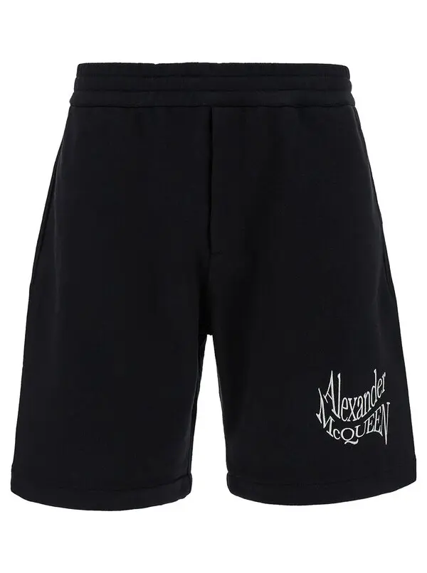Alexander McQueen Cotton Shorts With Logo Print - Multicolor