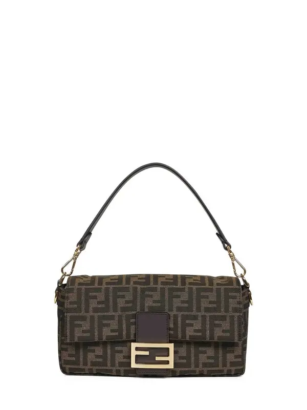 Fendi Tobacco Brown Ff Jacquard Baguette Shoulder Bag - Multicolor