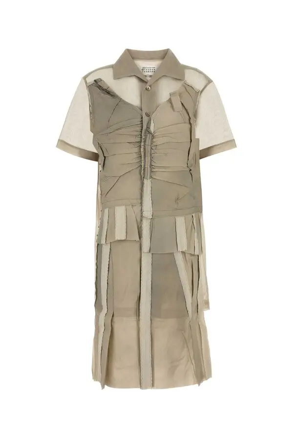 MAISON MARGIELA Mesh Shirt Dress - Brown