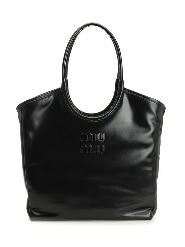 Miu Miu Large Ivy Leather Tote Bag - Black