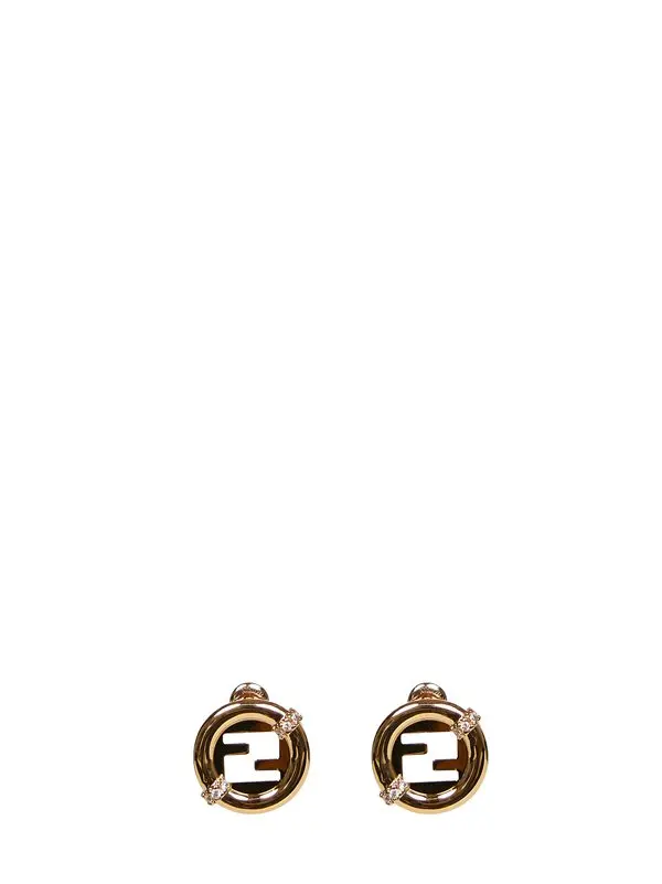 Fendi Gold Crystal-embellished Everround Earrings - Multicolor