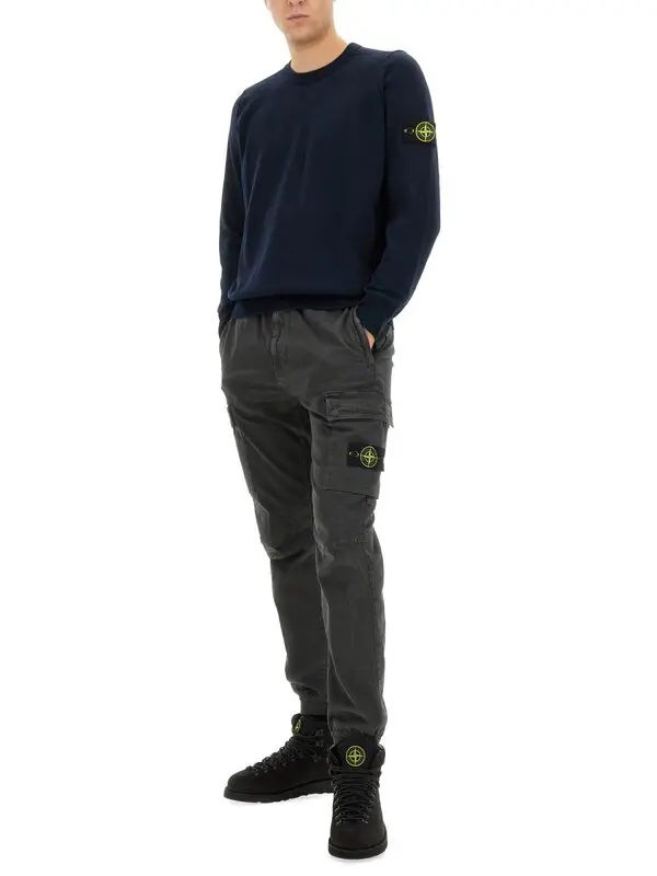 Stone Island Jersey With Logo - Blue
