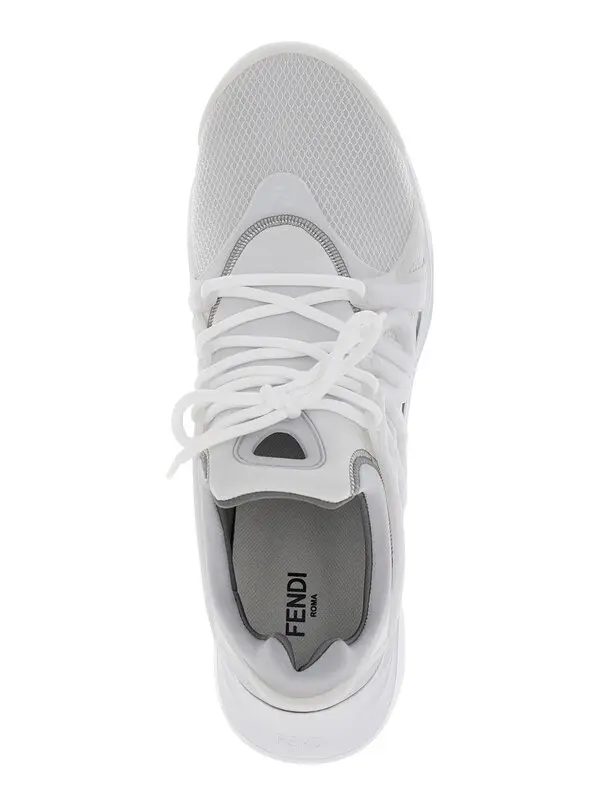 Fendi Grey Techno Mesh Sneakers With Logo