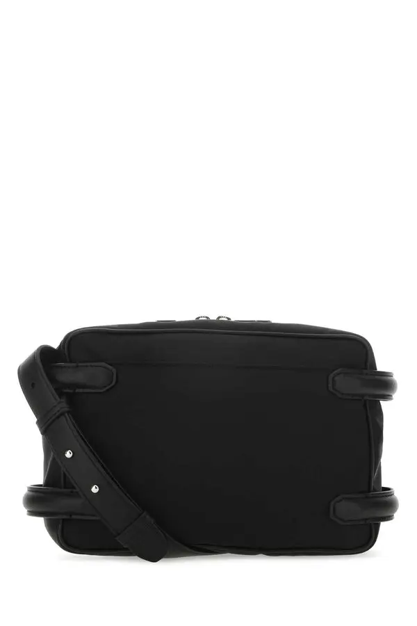 Alexander McQueen Nylon Shoulder Bag With Silver Tone Finishing - Black
