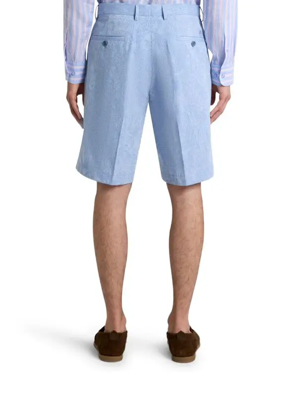 Etro Jacquard Cotton Shorts With Floral Paisley Stripes