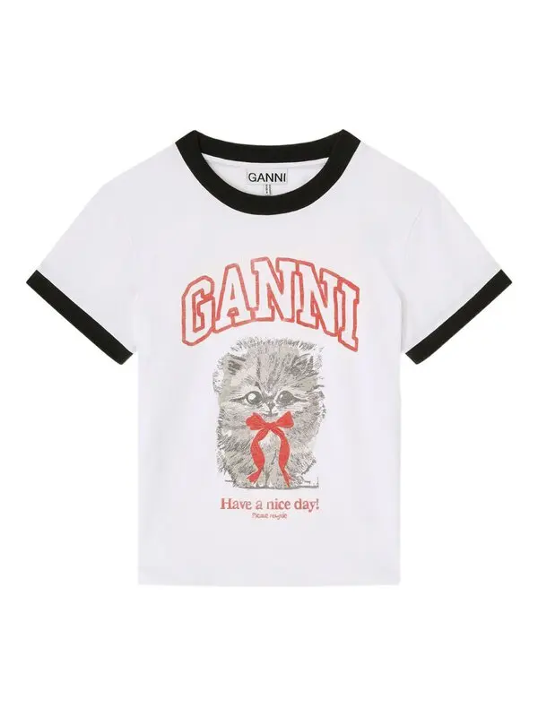 GANNI Margot Graphic Print Organic Cotton T-shirt - Multicolor