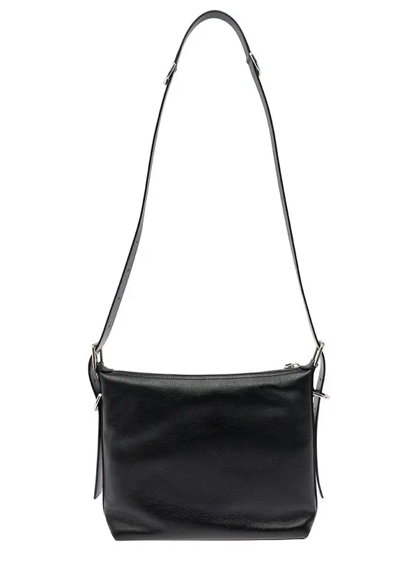 Givenchy Voyou Black Leather Crossbody Bag With Logo And Buckle Detail - Multicolor