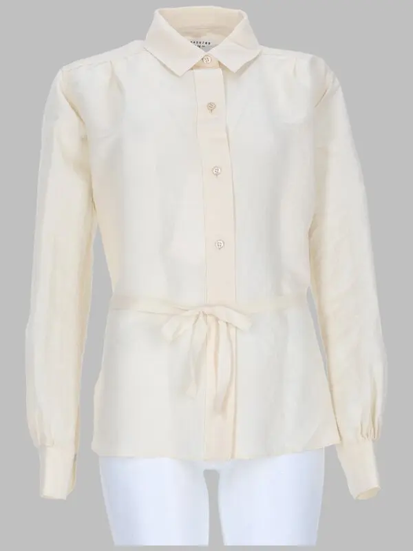 MAISON MARGIELA Logo Print Cotton Top - Cream