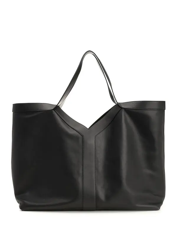 Saint Laurent Y Maxi Tote Bag In Hammered Leather - Black