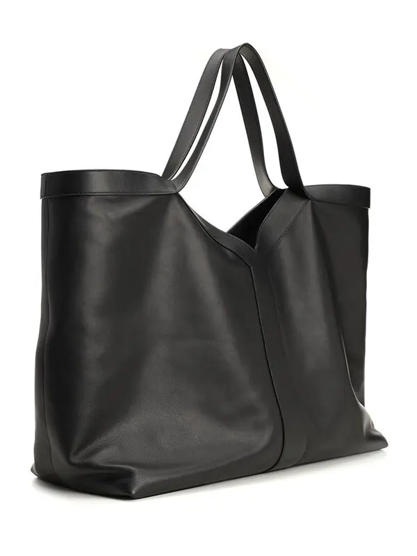 Saint Laurent Y Maxi Tote Bag In Hammered Leather - Black