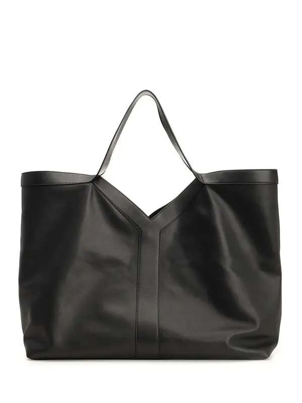 Saint Laurent Y Maxi Tote Bag In Hammered Leather - Black