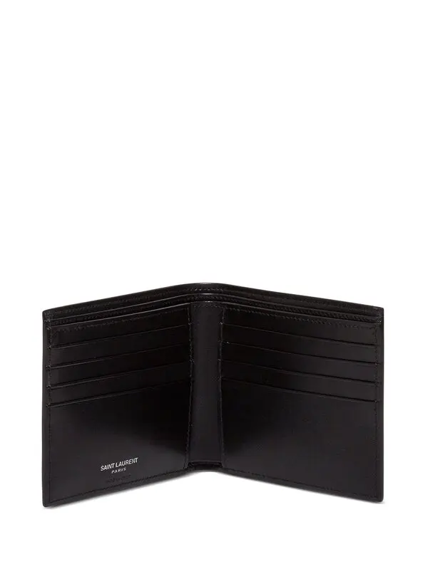 Saint Laurent Black Leather Wallet With Logo - Multicolor