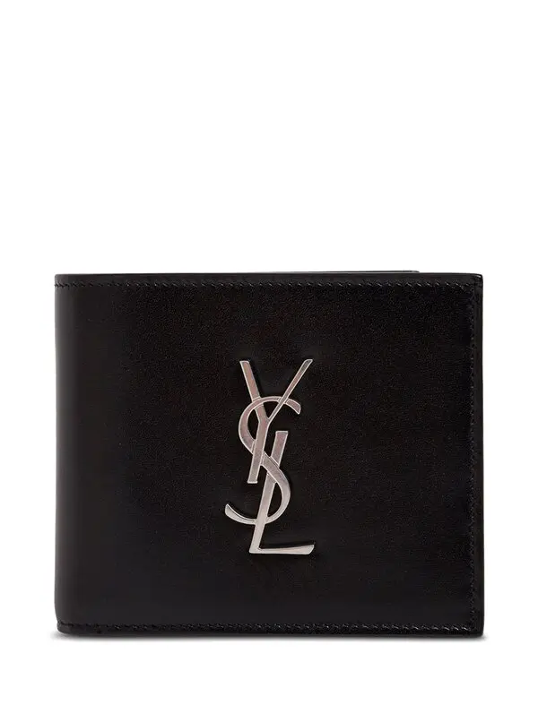 Saint Laurent Black Leather Wallet With Logo - Multicolor