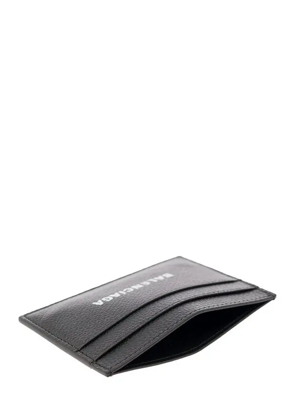 Balenciaga Black Card Holder With Logo Lettering On The Front In Grained Leather - Multicolor