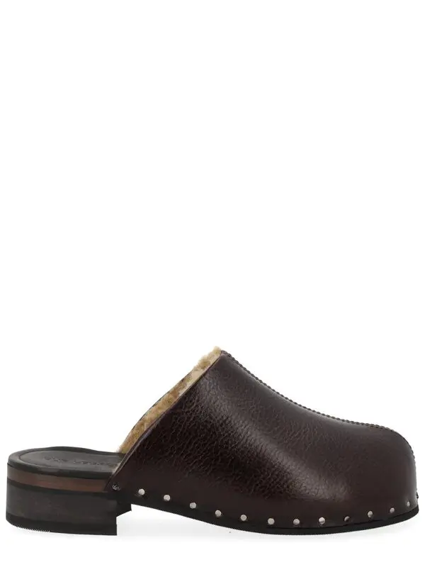 Our Legacy Naoto Clogs In Deep Americano Leather - Black