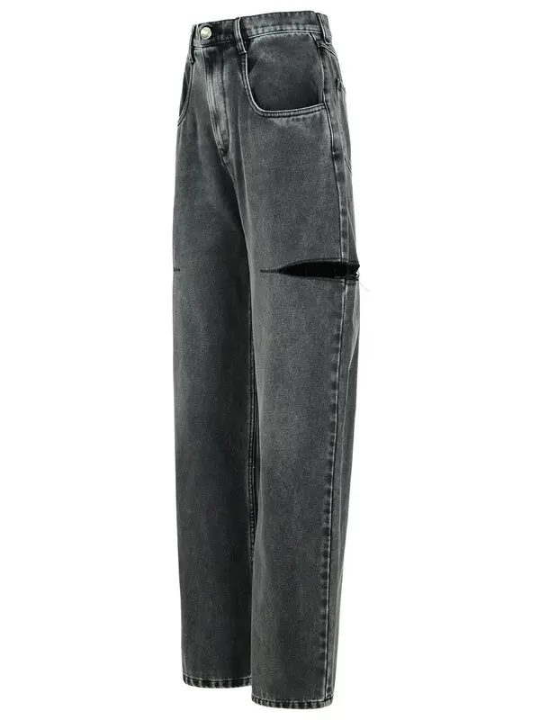 MAISON MARGIELA Wide Leg Jeans With Side Slits - Black