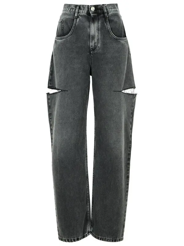 MAISON MARGIELA Wide Leg Jeans With Side Slits - Black