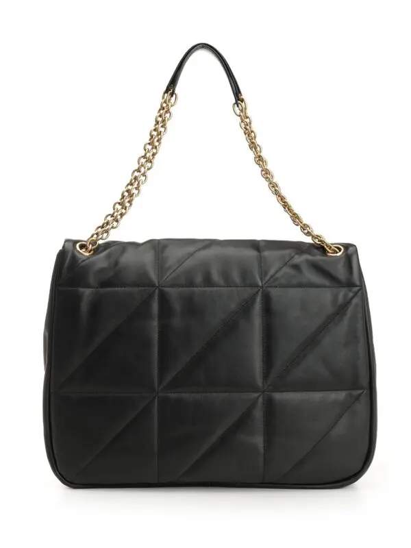 Saint Laurent Maxi Jamie Bag In Lambskin With Gold Tone Monogram - Black