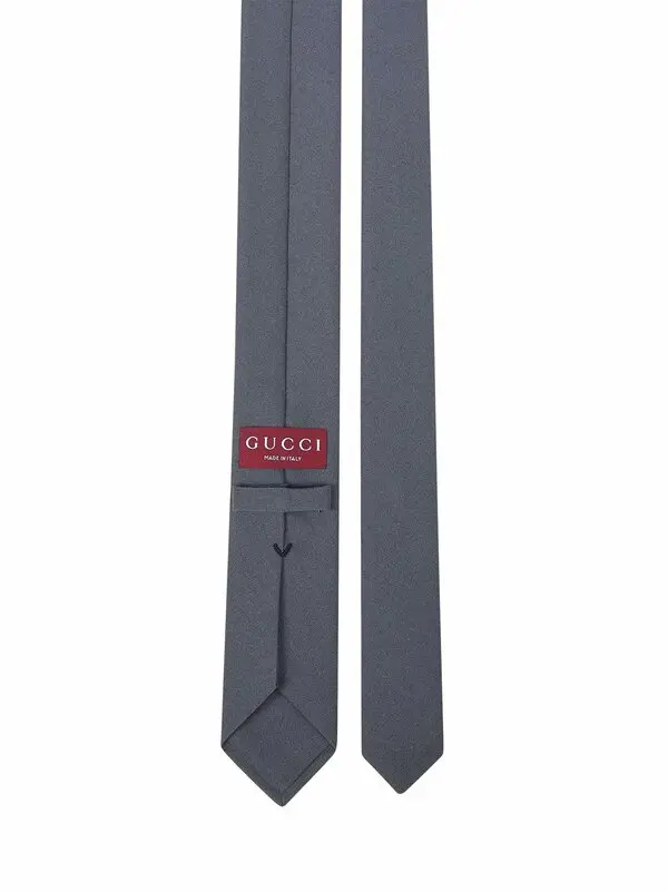 Gucci Grey Crepe-effect Fabric Slim Tie