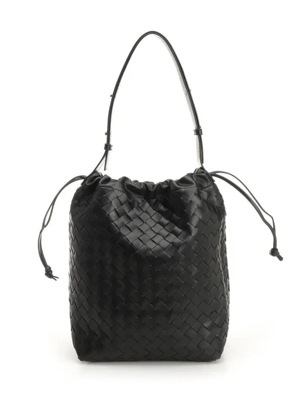 Bottega Veneta Biblioteca Intrecciato Bucket Bag - Black