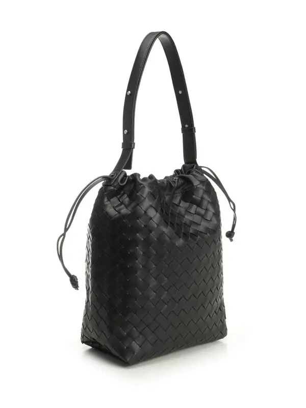 Bottega Veneta Biblioteca Intrecciato Bucket Bag - Black