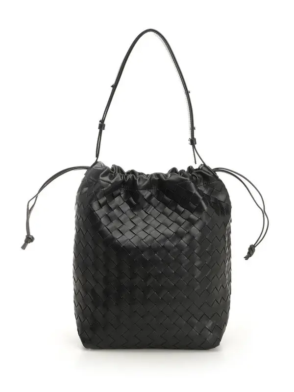 Bottega Veneta Biblioteca Intrecciato Bucket Bag - Black