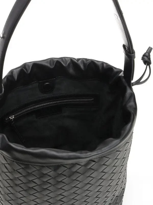 Bottega Veneta Biblioteca Intrecciato Bucket Bag - Black