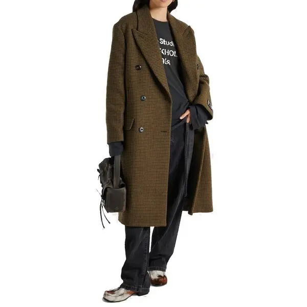 Acne Studios Checked Double-breasted Wool Blend Coat