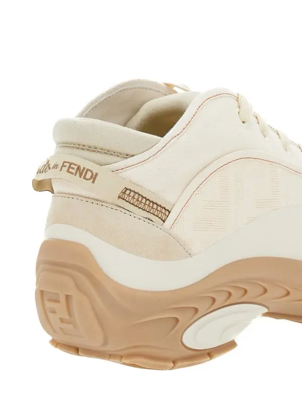 Fendi Mid-top Sneakers With Shadow Motif In Cotton - Multicolor