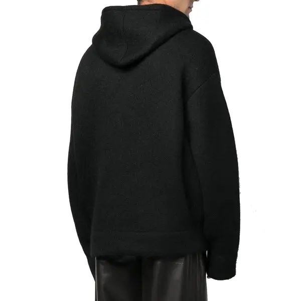 Off-White Knitted Drawstring Hoodie - Black