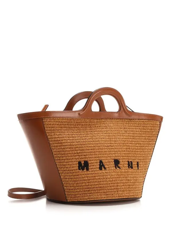 Marni Tropicalia" Small Raffia And Leather Bag