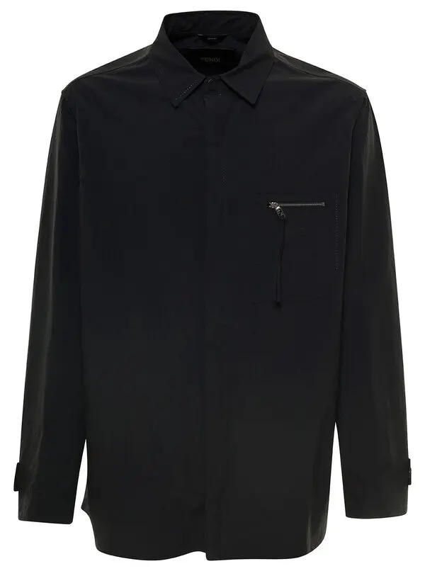 Fendi Nylon Jacket With Patch Pocket And Logo - Multicolor