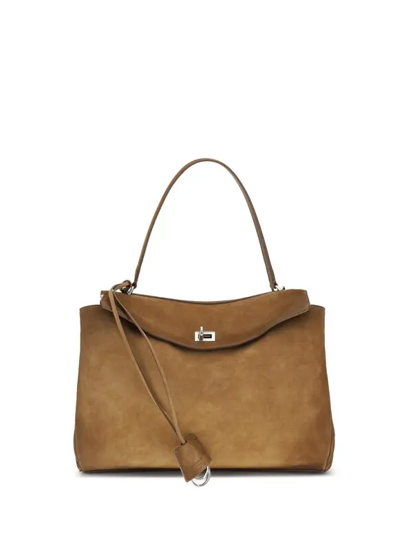 Balenciaga Medium Rodeo Bag In Suede Calfskin And Smooth Leather - Brown
