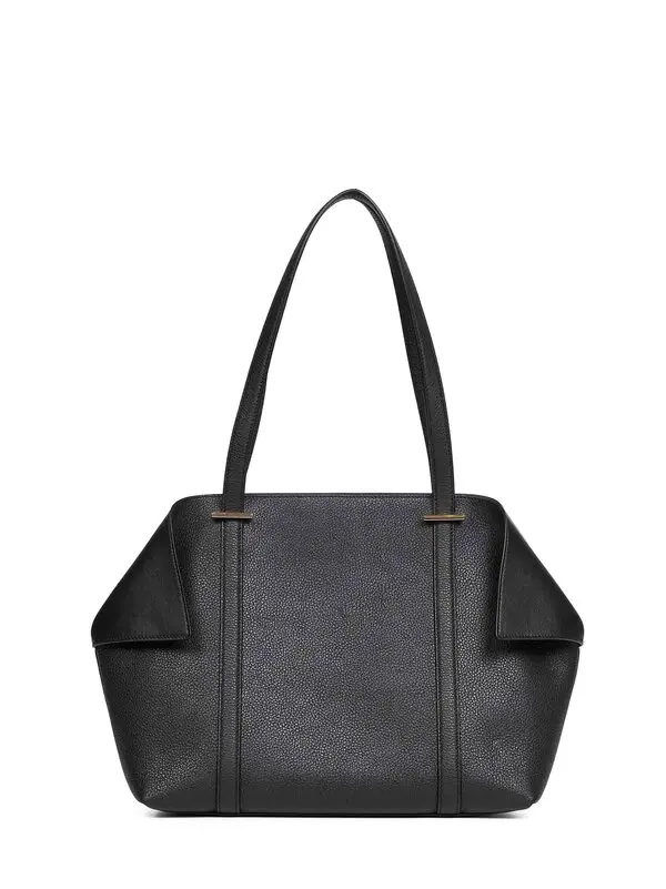 FERRAGAMO Black Grained Calfskin Leather Folded Tote Bag - Multicolor