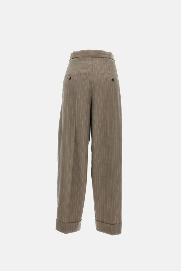 Max Mara Wool Blend Pinstriped Pleated Trousers
