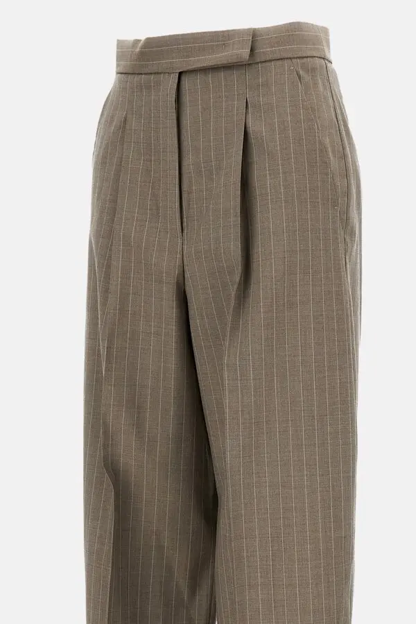 Max Mara Wool Blend Pinstriped Pleated Trousers