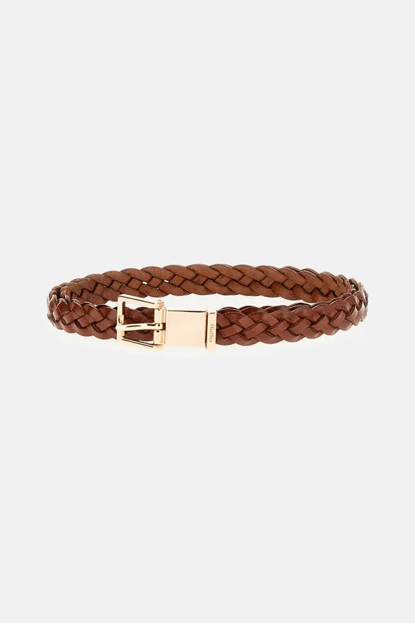 Max Mara Woven Leather Belt With Gold-tone Buckle - Multicolor