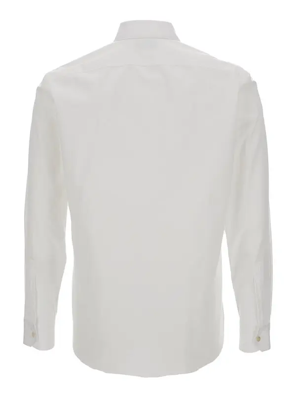 Saint Laurent White Pointed Collar Long Sleeve Shirt In Cotton