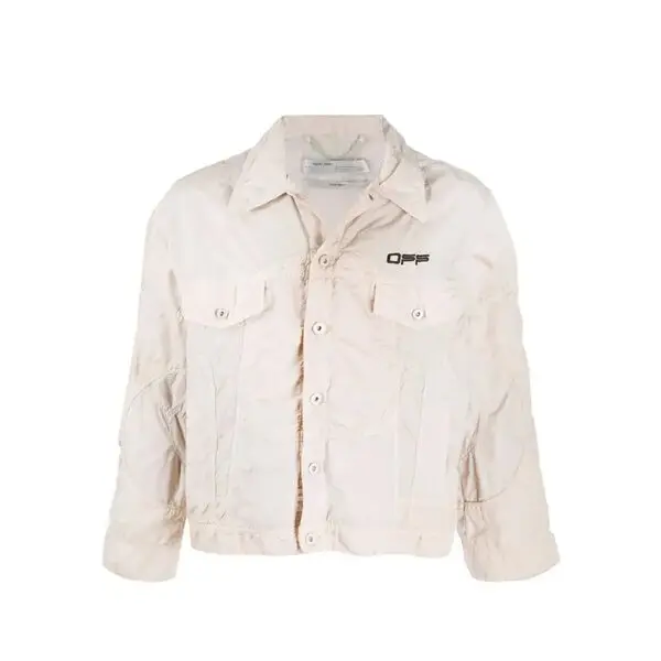 Off-White Logo Detail Long Sleeve Windbreaker Bomber Jacket