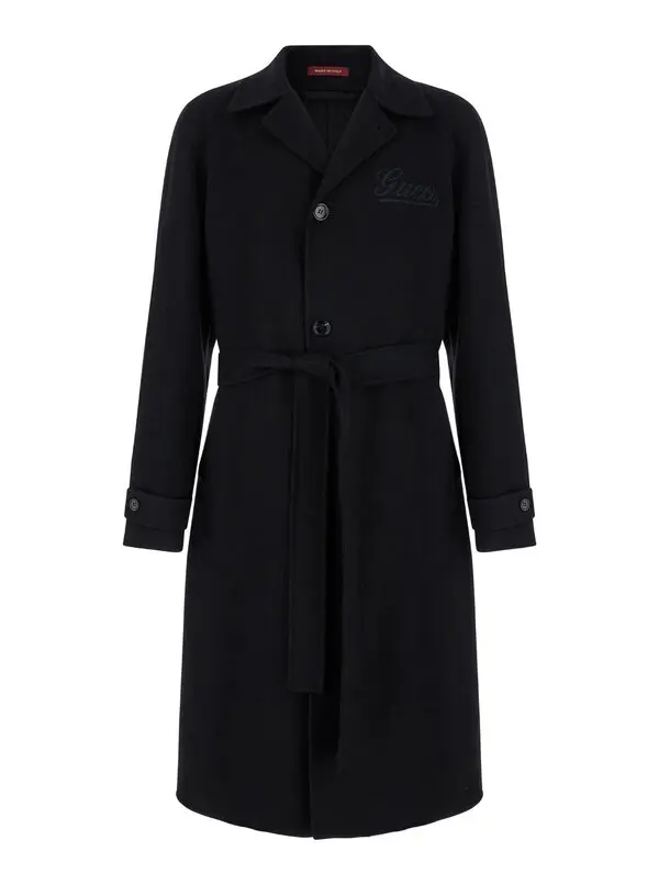 Gucci Wool Single-breasted Coat With Notched Lapel And Belt - Multicolor