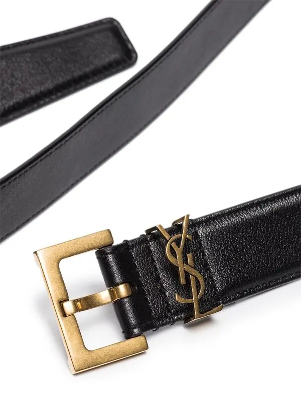 Saint Laurent Cassandre Leather Belt With Gold-tone Buckle - Multicolor