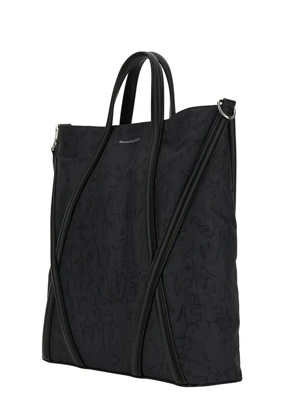 Alexander McQueen The Harness Tote Bag With All-over Graffiti Print - Multicolor