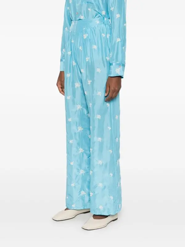FORTE_FORTE Embroidered Silk Trousers - Multicolor