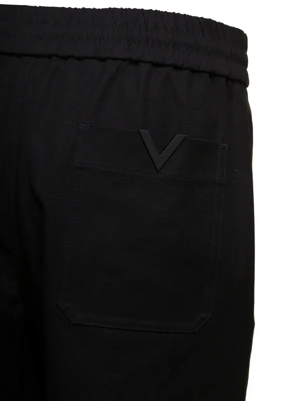 Valentino Garavani Straight Leg Cotton Blend Pants With Elastic Waistband