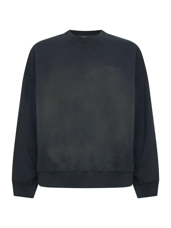 GOLDEN GOOSE Black Bleached Cotton Sweatshirt - Multicolor