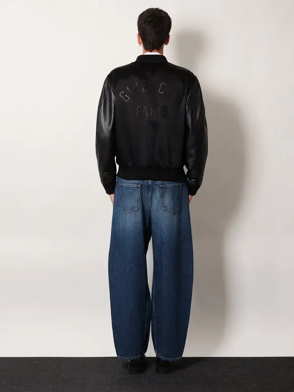 Givenchy Bomber Jacket With Leather Sleeves - Multicolor